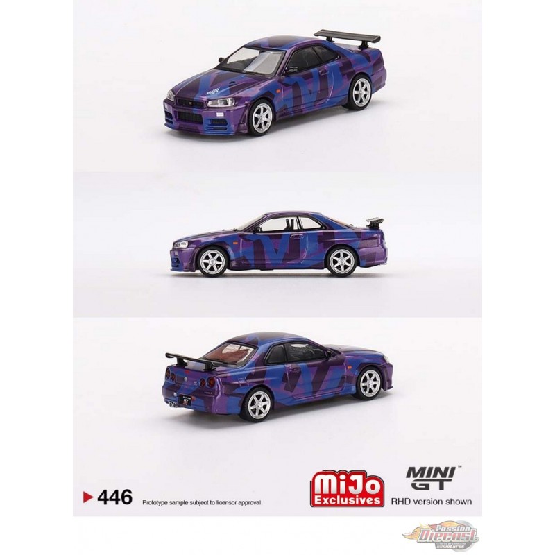 Nissan Skyline GT-R (R34) V-Spec II - Camouflage Purple - MINI GT 5 ...