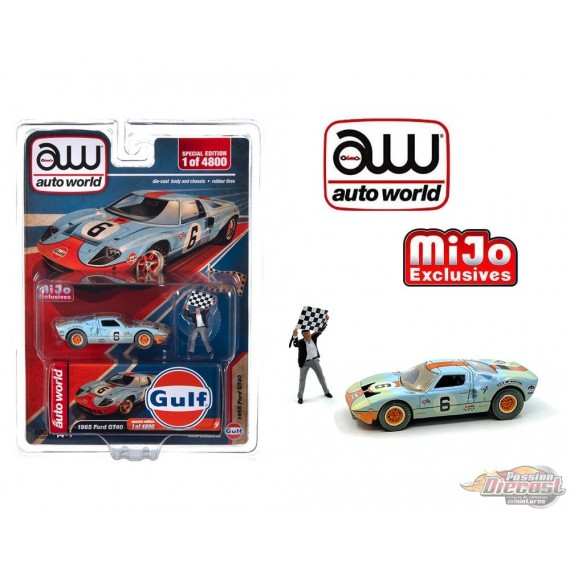 1965 Ford GT40 Race Worn With Flag Man Figure - Auto World - 1/64 - CP8053 Passion Diecast