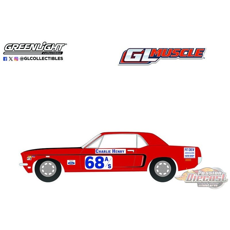 No.68 Charlie Henry Race Car -1968 Ford Mustang GT Coupe - GreenLight ...