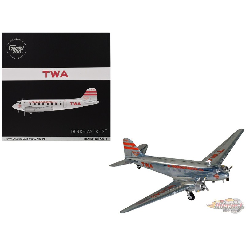 TWA Douglas DC-3 / NC1943 / Gemini 1:200 / G2TWA314 - Passion Diecast